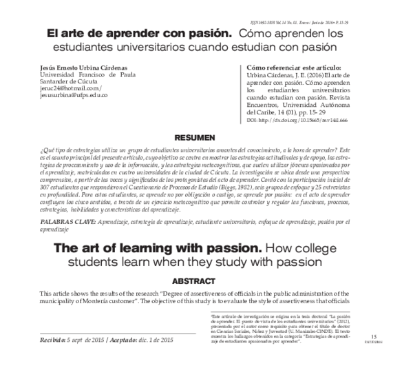 (PDF) The art of learning with passion. How college students learn when ...