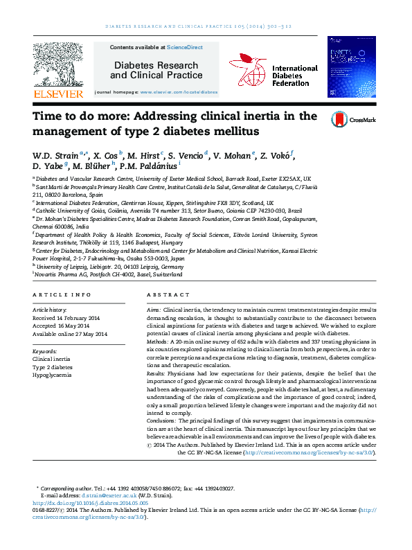(PDF) Time to do more: Addressing clinical inertia in the management of ...