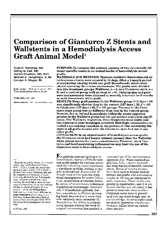 (PDF) Comparison of Gianturco Z Stents and Wallstents in a Hemodialysis ...