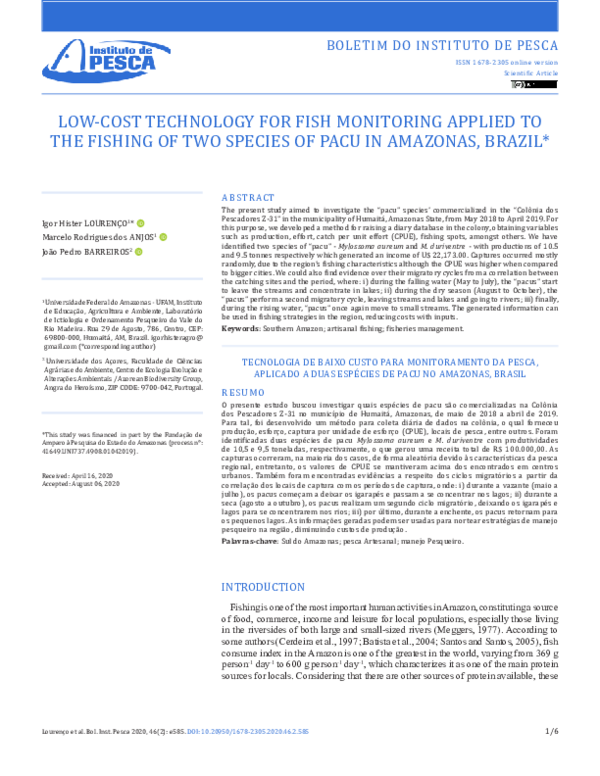 (PDF) Low-Cost Technology for Fish Monitoring Applied to the Fishing of ...