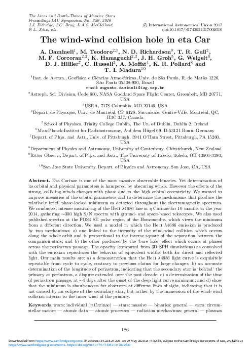 (PDF) The wind-wind collision hole in eta Car