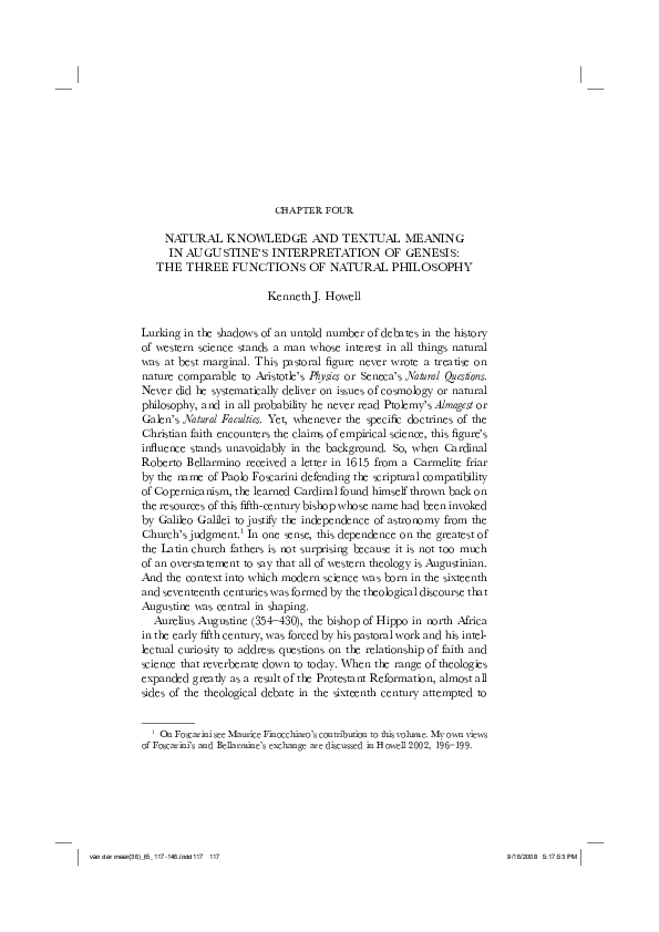 (PDF) Natural Knowledge And Textual Meaning In Augustine'S ...