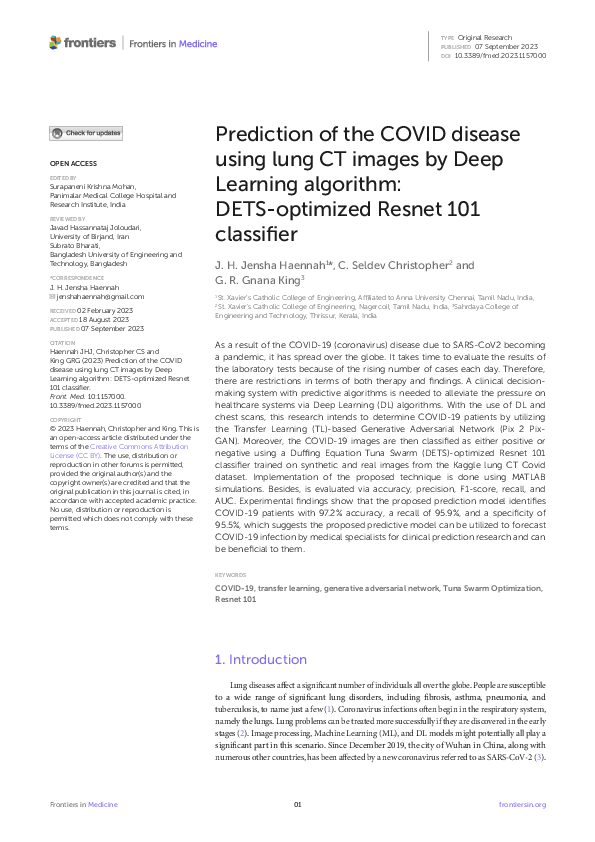 (PDF) Prediction of the COVID disease using lung CT images by Deep Learning algorithm: DETS ...