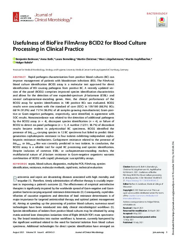 (PDF) Usefulness of BioFire FilmArray BCID2 for Blood Culture ...