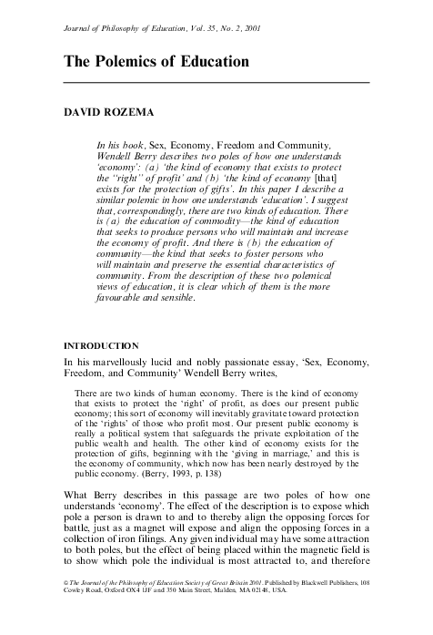 (PDF) The Polemics of Education