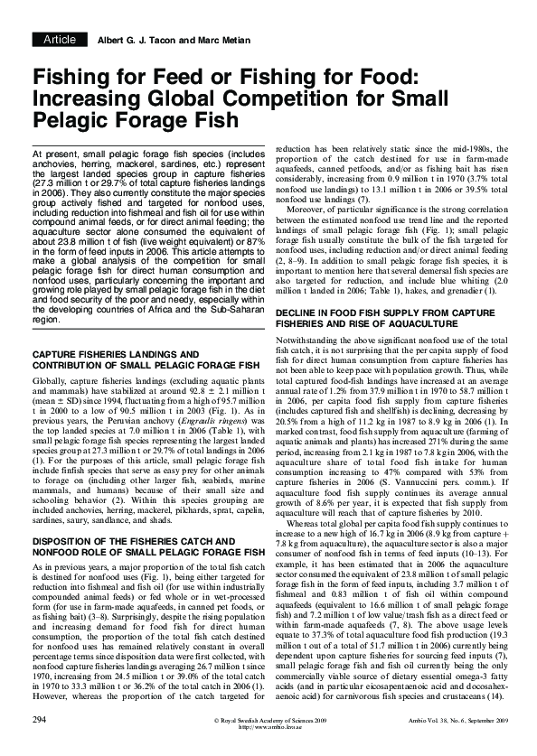 (PDF) Fishing for Feed or Fishing for Food: Increasing Global ...
