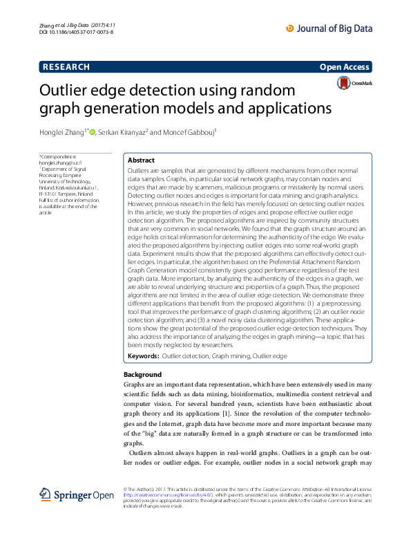 (PDF) Outlier edge detection using random graph generation models and ...