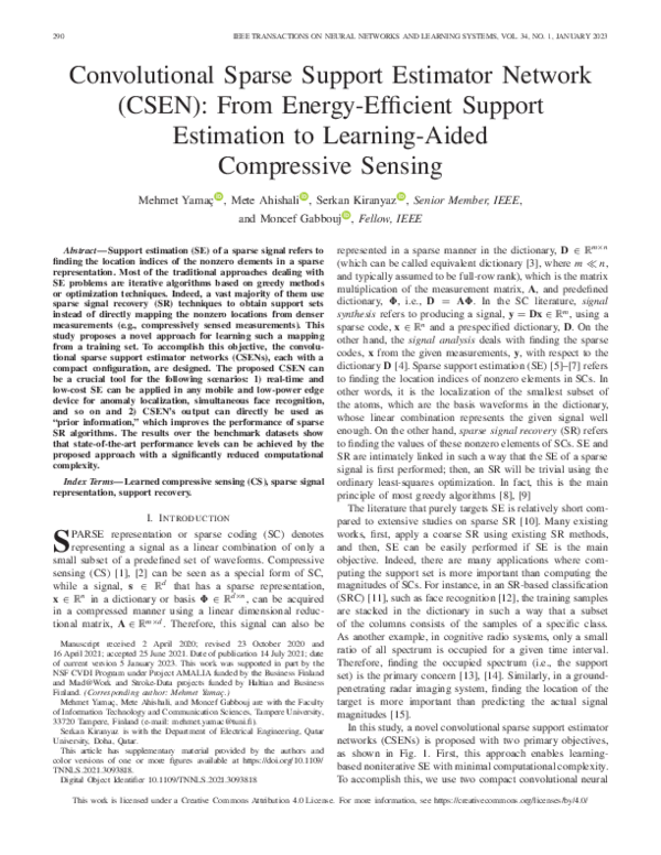 Pdf Convolutional Sparse Support Estimator Network Csen From Energy Efficient Support