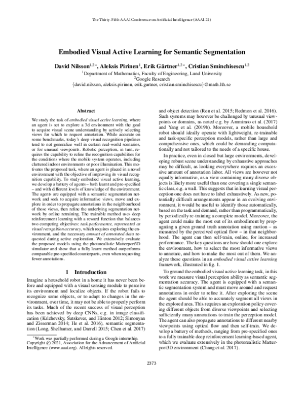 (PDF) Embodied Visual Active Learning for Semantic Segmentation