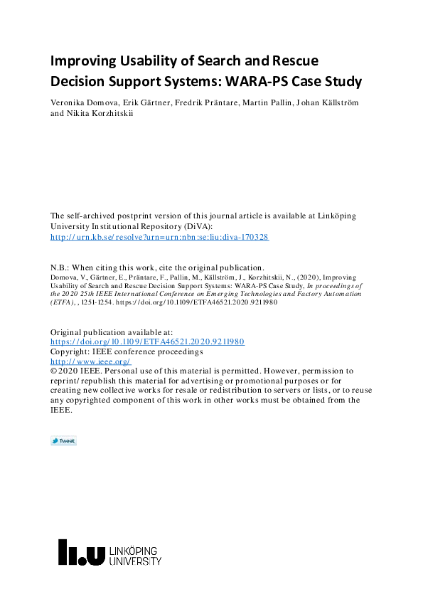 (PDF) Improving Usability of Search and Rescue Decision Support Systems: WARA-PS Case Study