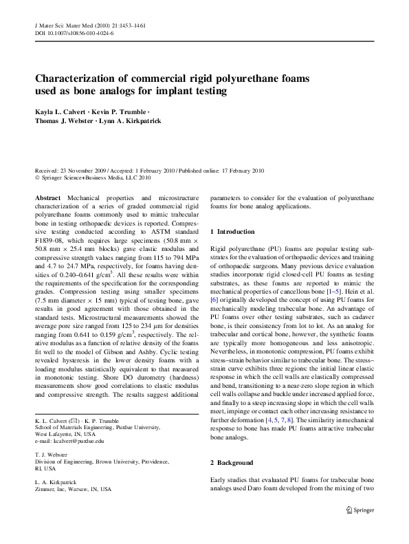 (PDF) Characterization of commercial rigid polyurethane foams used as ...