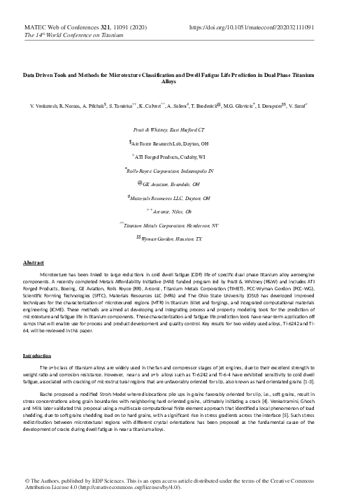 Pdf Data Driven Tools And Methods For Microtexture Classification And