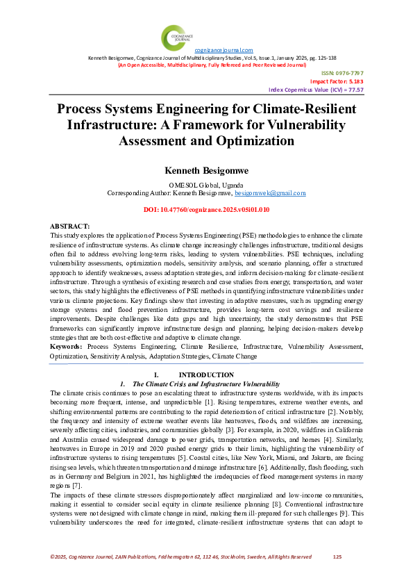 (PDF) Process Systems Engineering for Climate-Resilient Infrastructure: A Framework for ...