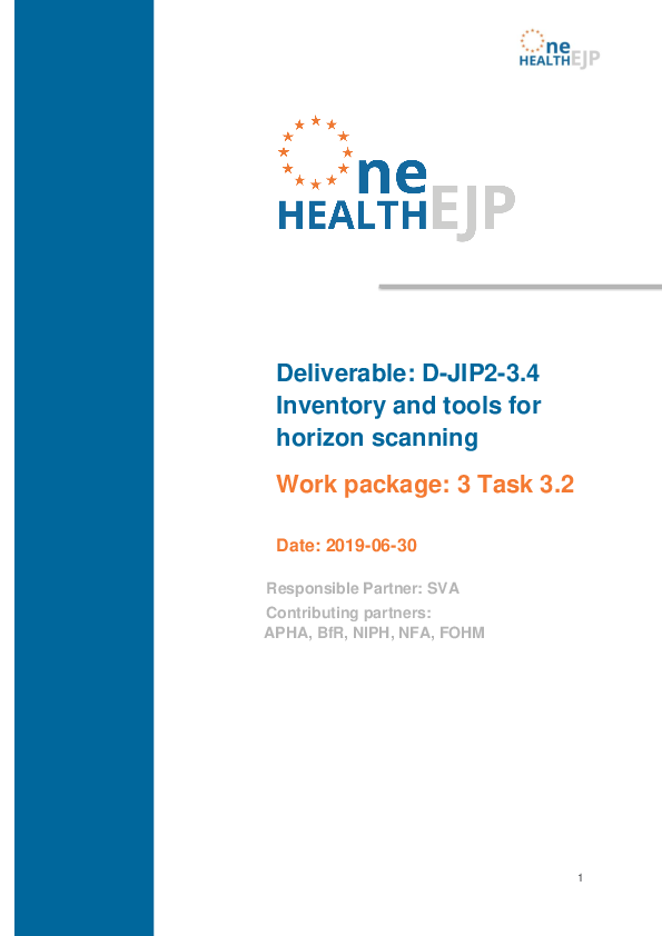 (PDF) OH EJP COHESIVE deliverable Inventory and analysis of tools for horizon scanning