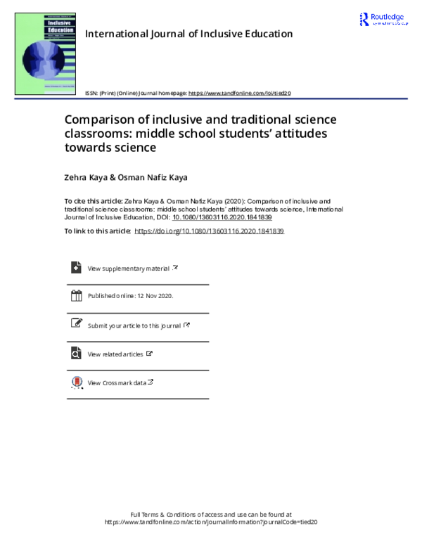 (PDF) Comparison of inclusive and traditional science classrooms ...