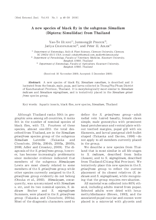 (PDF) A new species of black fly in the subgenus Simulium (Diptera ...