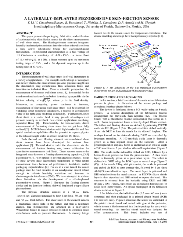 (PDF) A Laterally-Implanted Piezoresistive Skin-Friction Sensor