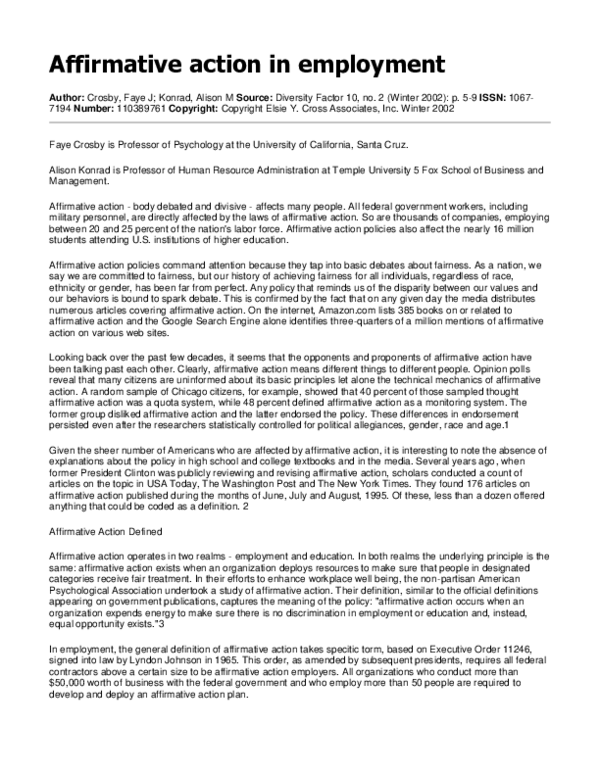 (PDF) Affirmative action in employment