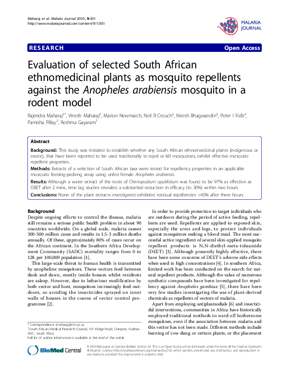 (PDF) Evaluation of selected South African ethnomedicinal plants as ...