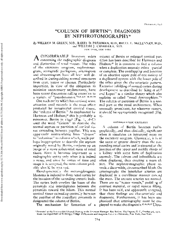 (PDF) Column of Bertin": Diagnosis by Nephrotomography