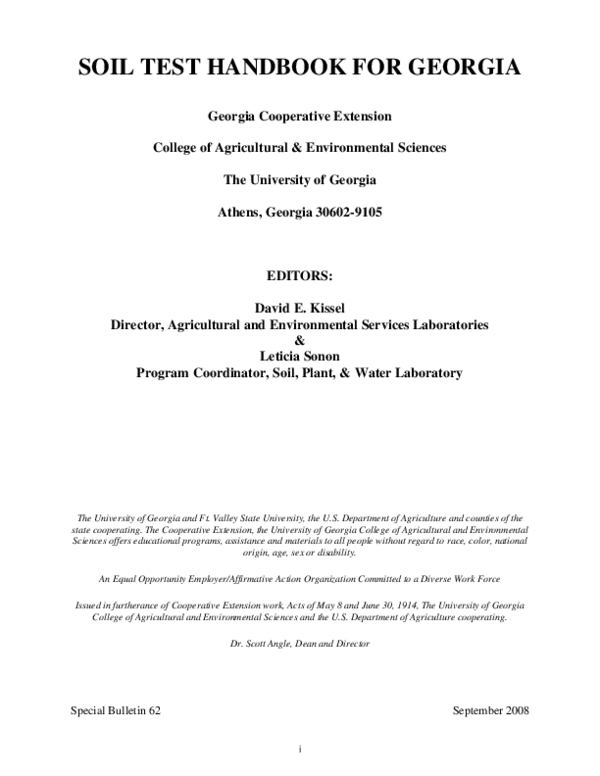(PDF) Soil Test Handbook for Georgia