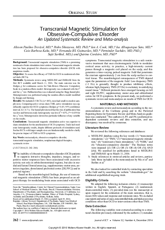 (PDF) Transcranial Magnetic Stimulation for Obsessive-Compulsive Disorder: An Updated Systematic ...