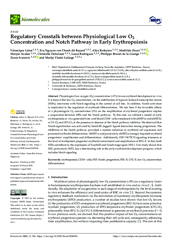 (PDF) Regulatory Crosstalk between Physiological Low O2 Concentration ...