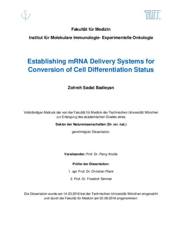 (PDF) Establishing mRNA Delivery Systems for Conversion of Cell ...