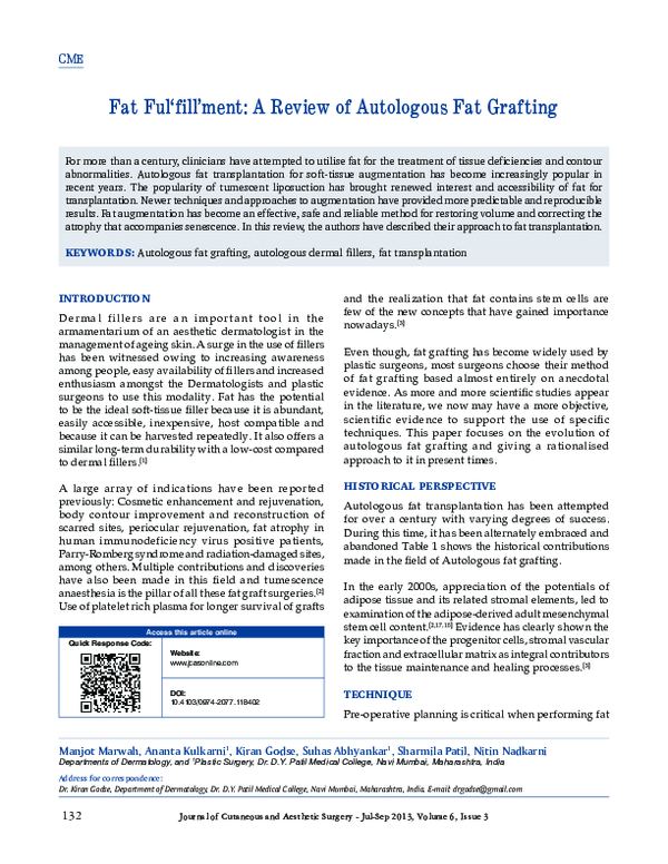 (PDF) Fat ful′fill′ment: A review of autologous fat grafting