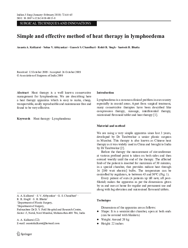 (PDF) Simple and effective method of heat therapy in lymphoedema