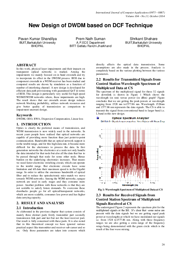 (PDF) New Design of DWDM based on DCF Technique