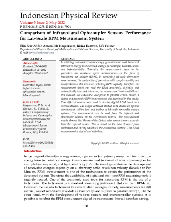 (PDF) Comparison of Infrared and Optocoupler Sensors Performance for Lab-Scale RPM Measurement ...