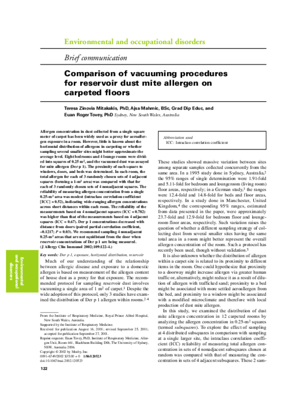(PDF) Comparison of vacuuming procedures for reservoir dust mite ...