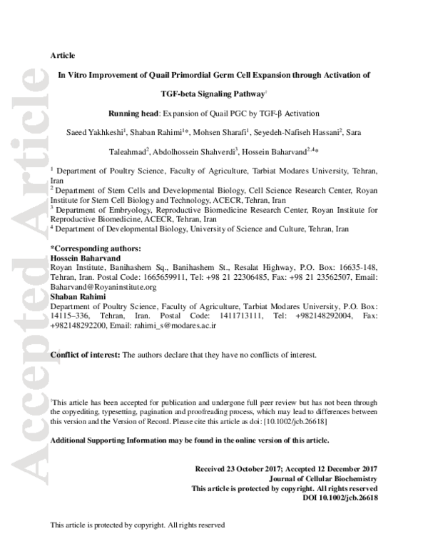 (PDF) In vitro improvement of quail primordial germ cell expansion ...