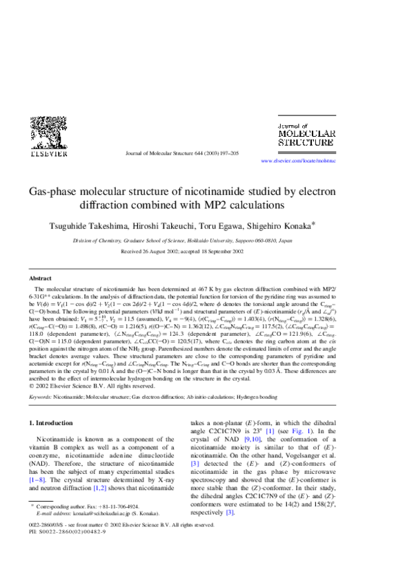 (PDF) Gas-phase molecular structure of nicotinamide studied by electron ...
