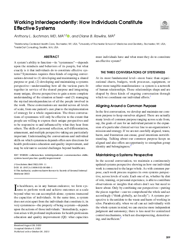 (PDF) Working Interdependently: How Individuals Constitute Effective ...