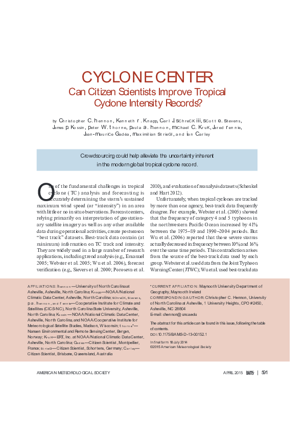 (PDF) Cyclone Center: Can Citizen Scientists Improve Tropical Cyclone ...