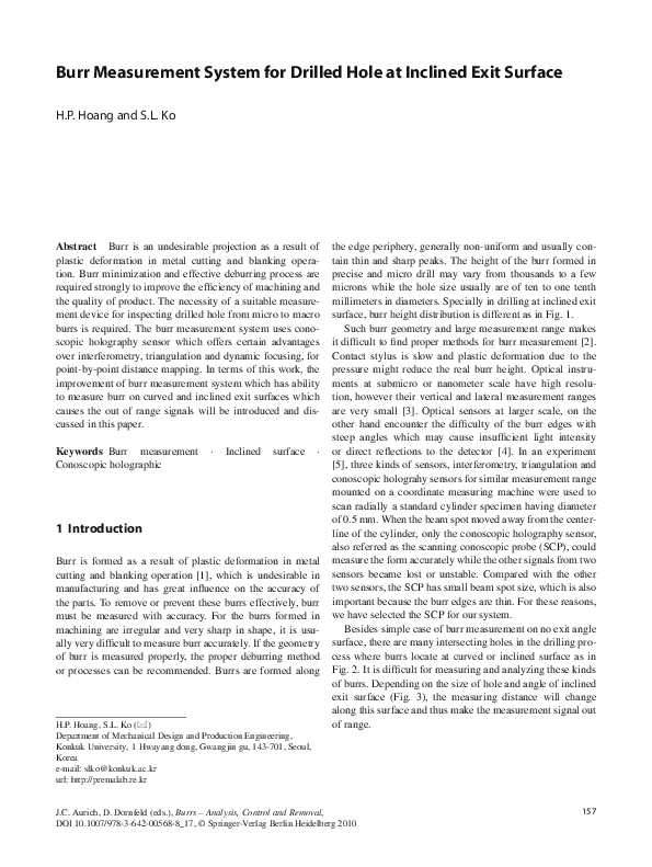(PDF) Burr Measurement Systemfor Drilled Hole at Inclined Exit Surface