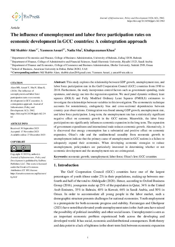 (PDF) The influence of unemployment and labor force participation rates ...