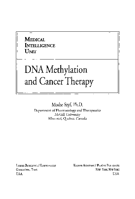 (PDF) DNA Methylation's Impact on Cancer Therapy