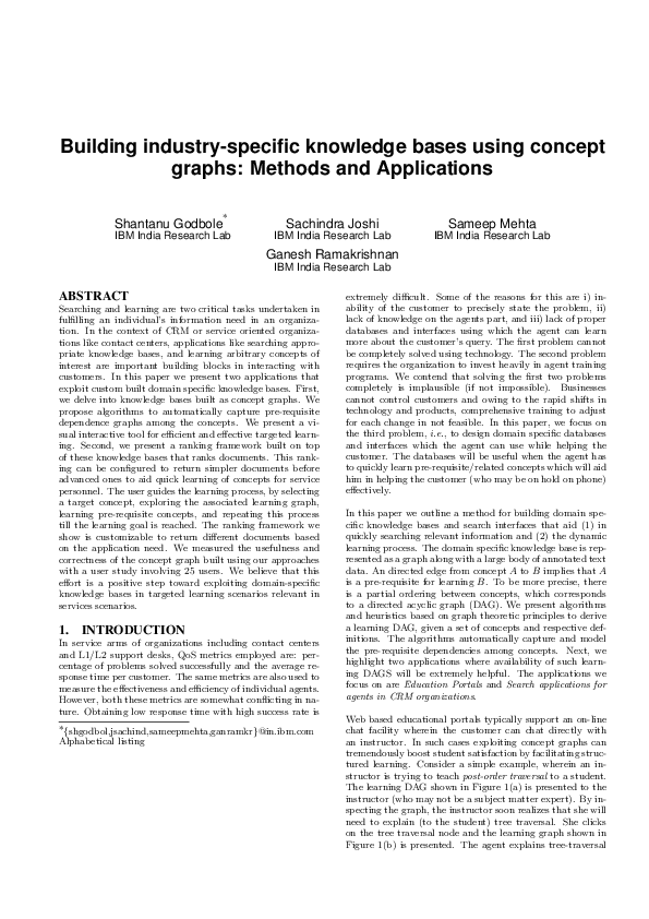 Pdf Building Industry Specific Knowledge Bases Using Concept Graphs Methods And Applications