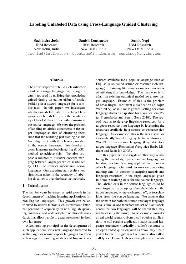 (PDF) Labeling Unlabeled Data using Cross-Language Guided Clustering