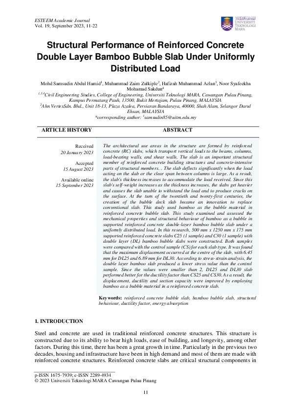(PDF) Structural Performance of Reinforced Concrete Double Layer Bamboo ...