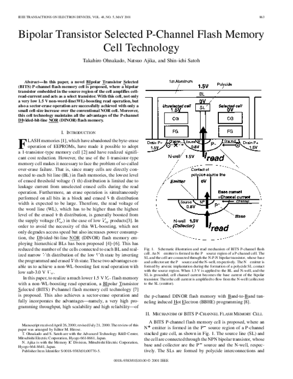 (PDF) Bipolar transistor selected P-channel flash memory cell technology