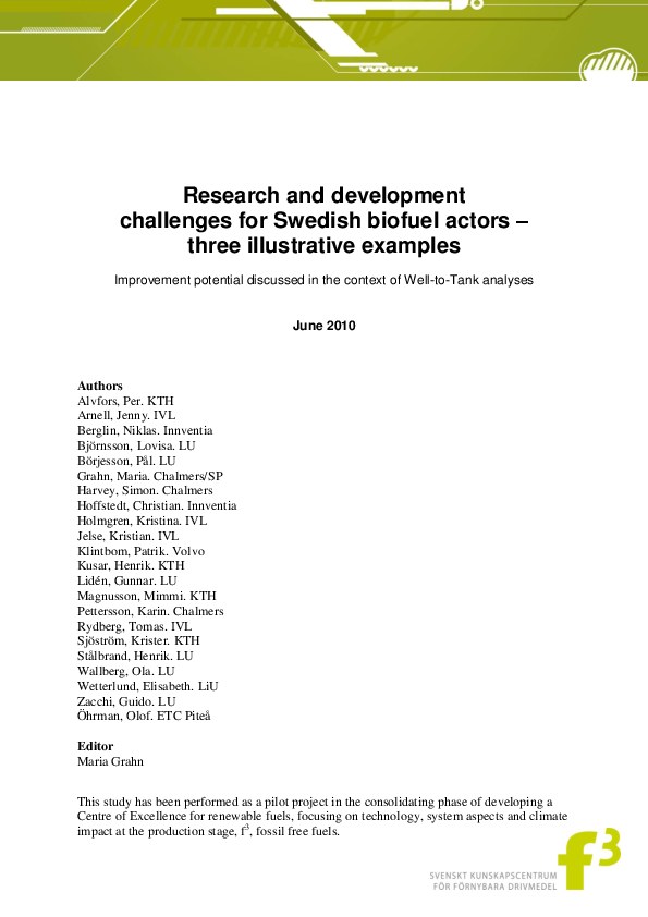 (PDF) Research and development challenges for Swedish biofuel actors ...