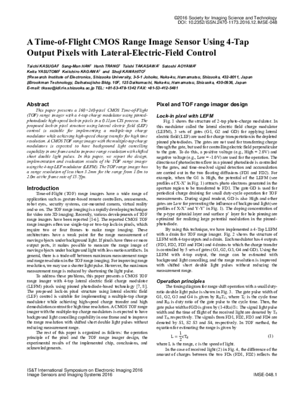 A Time Of Flight Cmos Range Image Sensor Using 4 Tap Output Pixels With Lateral Electric Field