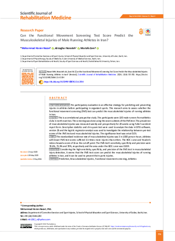 (PDF) Can the Functional Movement Screening Test Score Predict the ...