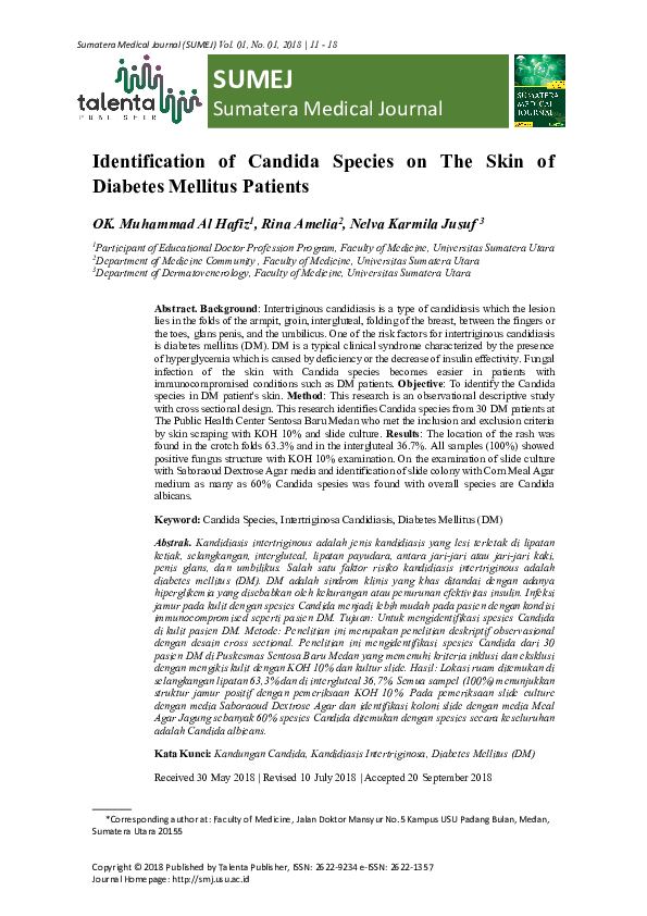 (PDF) Identification of Candida Species on The Skin of Diabetes ...