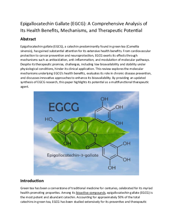 (PDF) Epigallocatechin Gallate (EGCG): A Comprehensive Analysis of Its ...