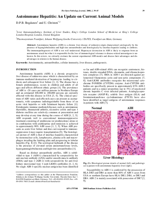 (PDF) Autoimmune Hepatitis: An Update on Current Animal Models